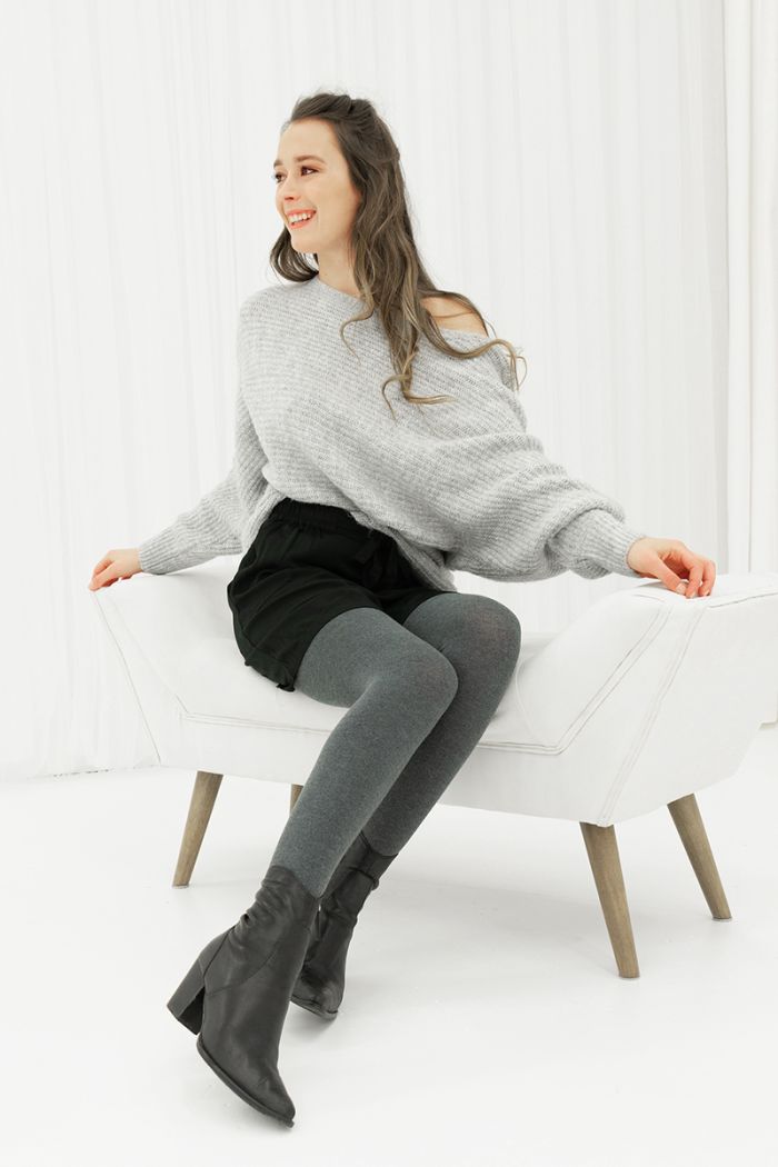 MONDOR Collants en Coton 5393 - Graphite Mix – Belle et Rebelle